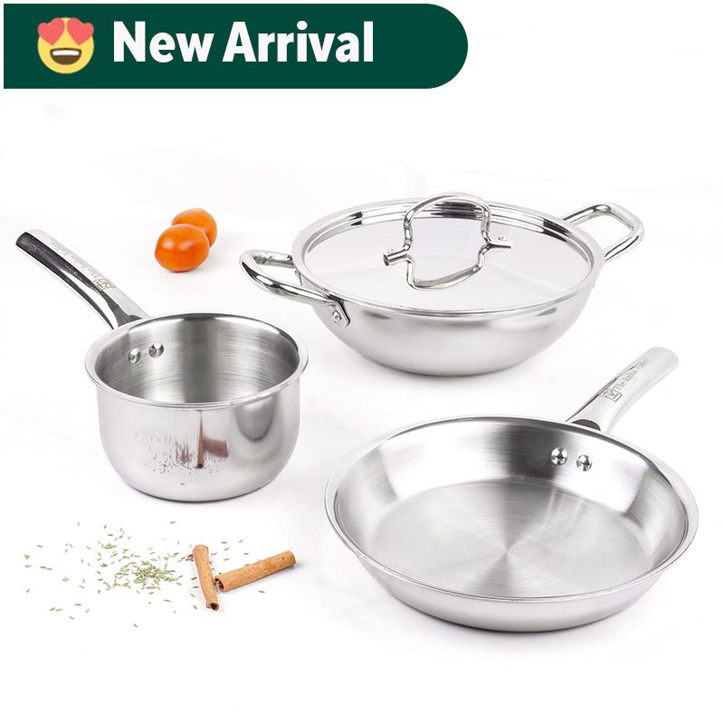 Buy Tri-Ply Stainless Steel Cookware Set Online in India @ Best Price ...