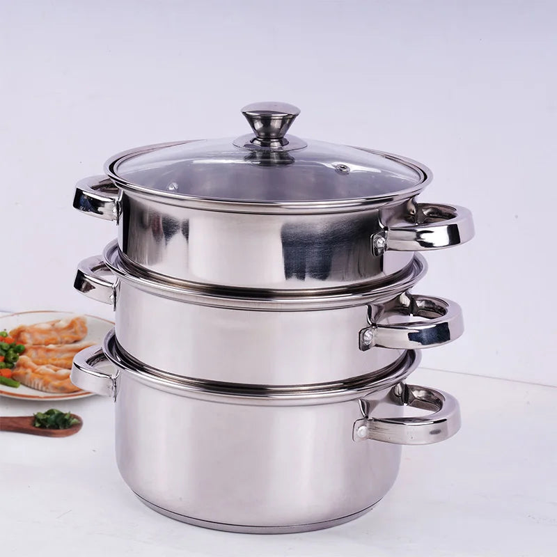 Buy Stainless Steel 2/3 tier Steamer Set Multi Pot/vegetable steaming ...