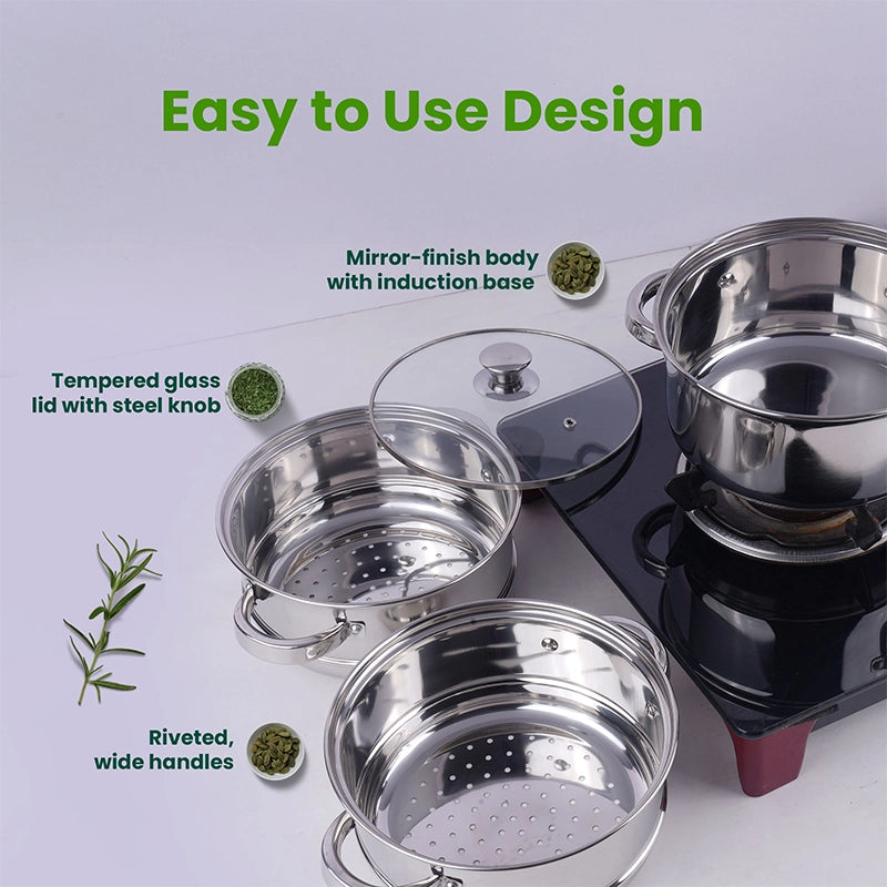Buy Stainless Steel 2/3 tier Steamer Set Multi Pot/vegetable steaming ...