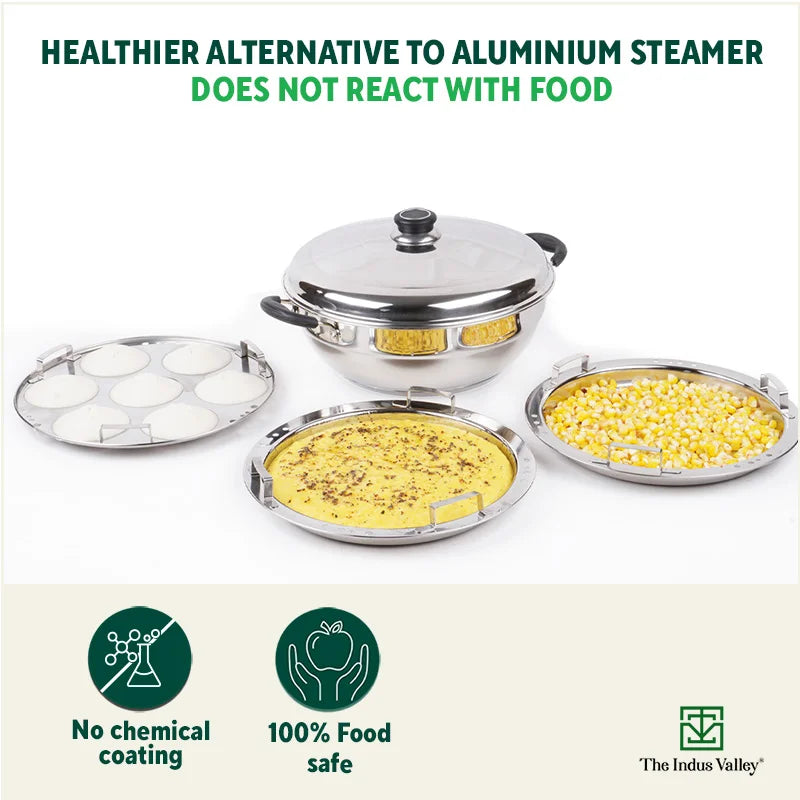 Buy Stainless Steel Idli Cooker/Multi Pot/vegetable steamer Set Online ...