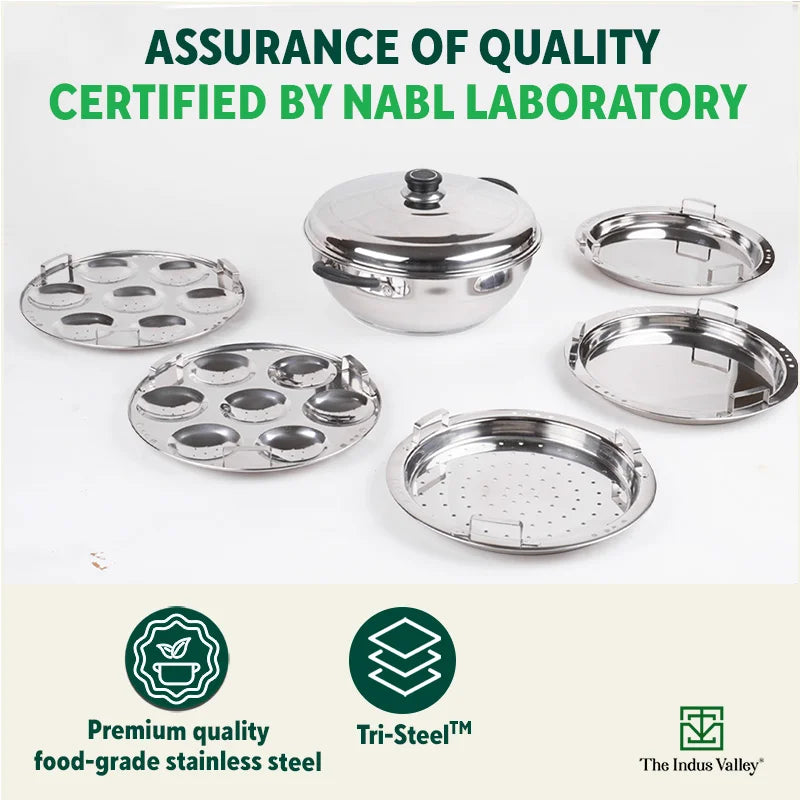 Buy Stainless Steel Idli Cooker/Multi Pot/vegetable steamer Set Online ...