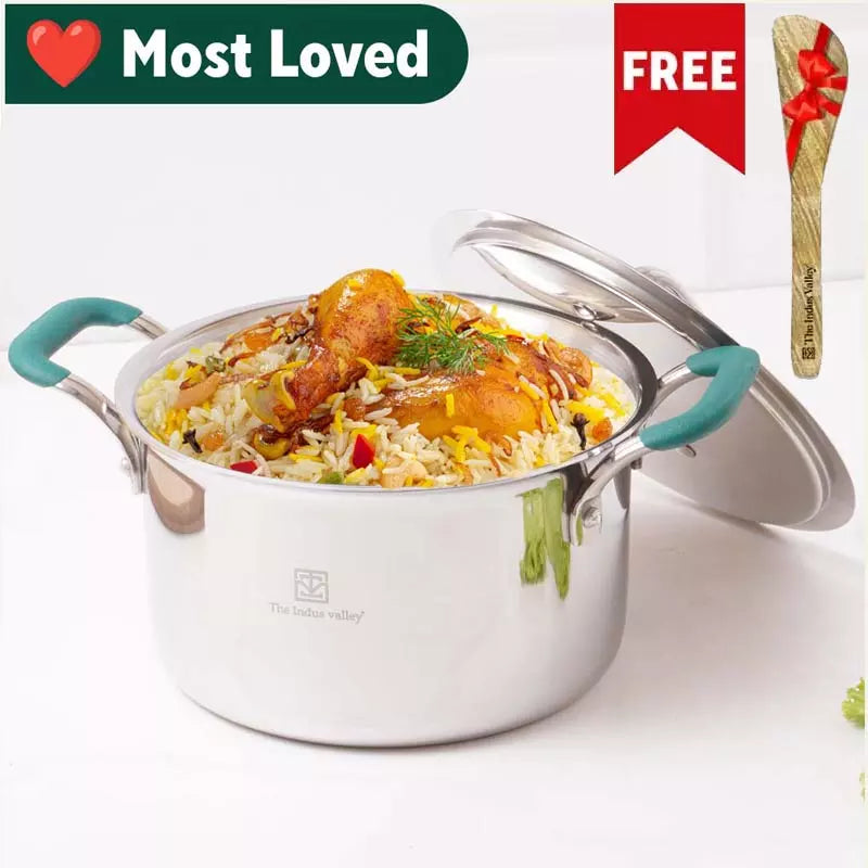 Buy Best Triply Stainless Steel Casserole/Biryani Pot/Stockpot Online ...