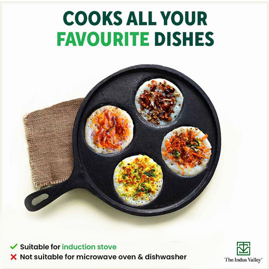 Best Cast Iron Uttapam Tawa/Set Dosa Tawa 4 pit Online at Best price ...