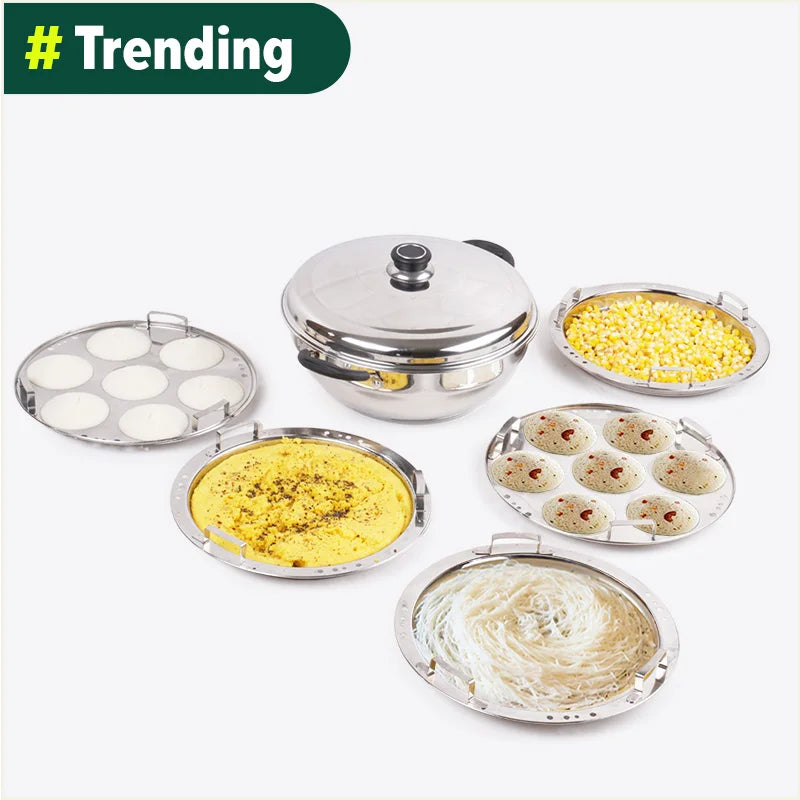 Buy Stainless Steel Idli Cooker/Multi Pot/vegetable steamer Set Online ...