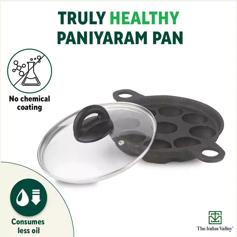 CASTrong Cast Iron Paniyaram/Appe Pan,Pre-seasoned, Natural Nonstick ...