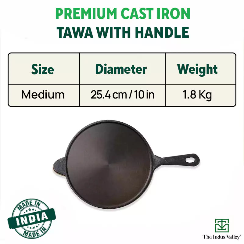 Buy Best Super Smooth Cast Iron Tawa with Long Handle Online in India ...